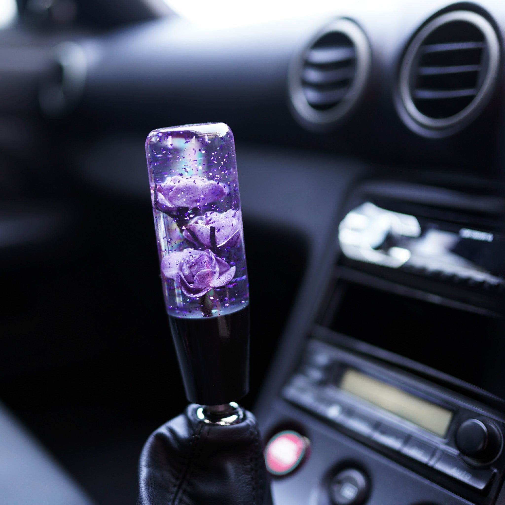 Happy Endings 6-inch Violet Rose Sparkle Resin Shift Knob